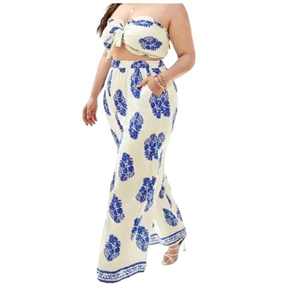 SHEIN | Pants & Jumpsuits | Shein Curve Tube Top Wide Leg Pants Matching Set 4x 2 | Poshmark